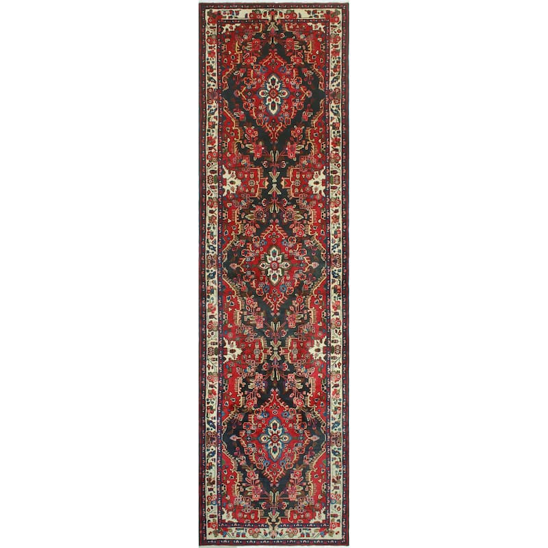 Fine Vintage Distressed Charlene Red/Charcoal Runner - 3'8" x 13'7 ...