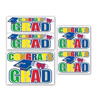 Club pack of 60 Primary Colored "Congrats Grad" Auto Cling Party ...