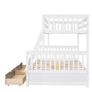 White Separable Twin-Over-Full Storage Bunk Bed with Ladders and 2 ...