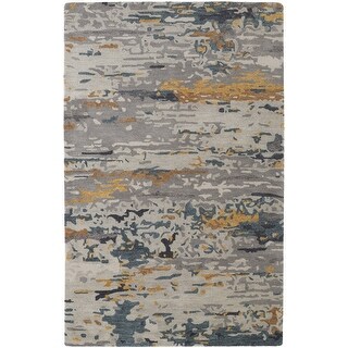 8' X 10' Gray Yellow And Blue Wool Abstract Tufted Handmade Stain ...