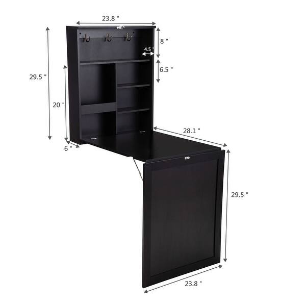 Foldable Desk Wall Mounted Workstation Computer Desks with 1 Blackboard ...