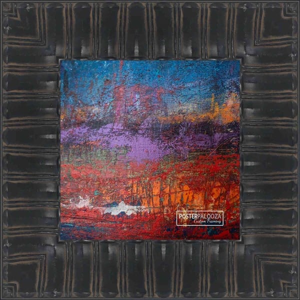 14x14 Ornate Black Complete Wood Square Picture Frame with UV Acrylic ...