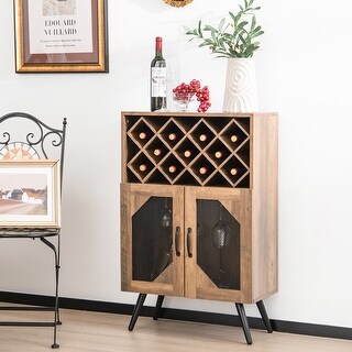 2-Door Kitchen Storage Bar Cabinet Buffet Sideboard w/ Wine Rack - Bed ...