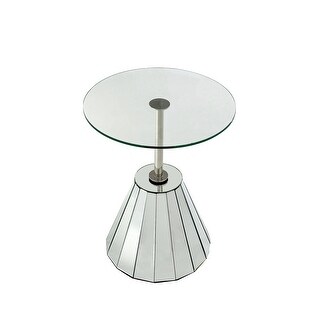 Mirrored Coffee Table Side Table Tempered Glass Desktop Round End Table ...