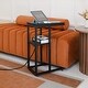 C-Shaped End Table with Charging Station, USB Ports & Outlets for ...