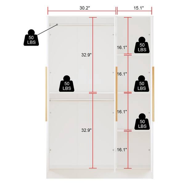 Large Wardrobe Armoire Wooden Closet with 3 Doors for Bedroom - Bed ...