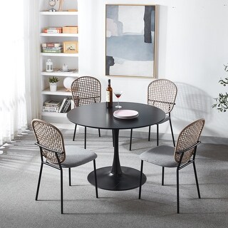 Tengbian household iron dining chairs, set of four backrests and chairs ...