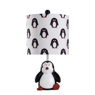 Novelty Table Lamp - Penguin Shaped Base - Black and White Patterned ...