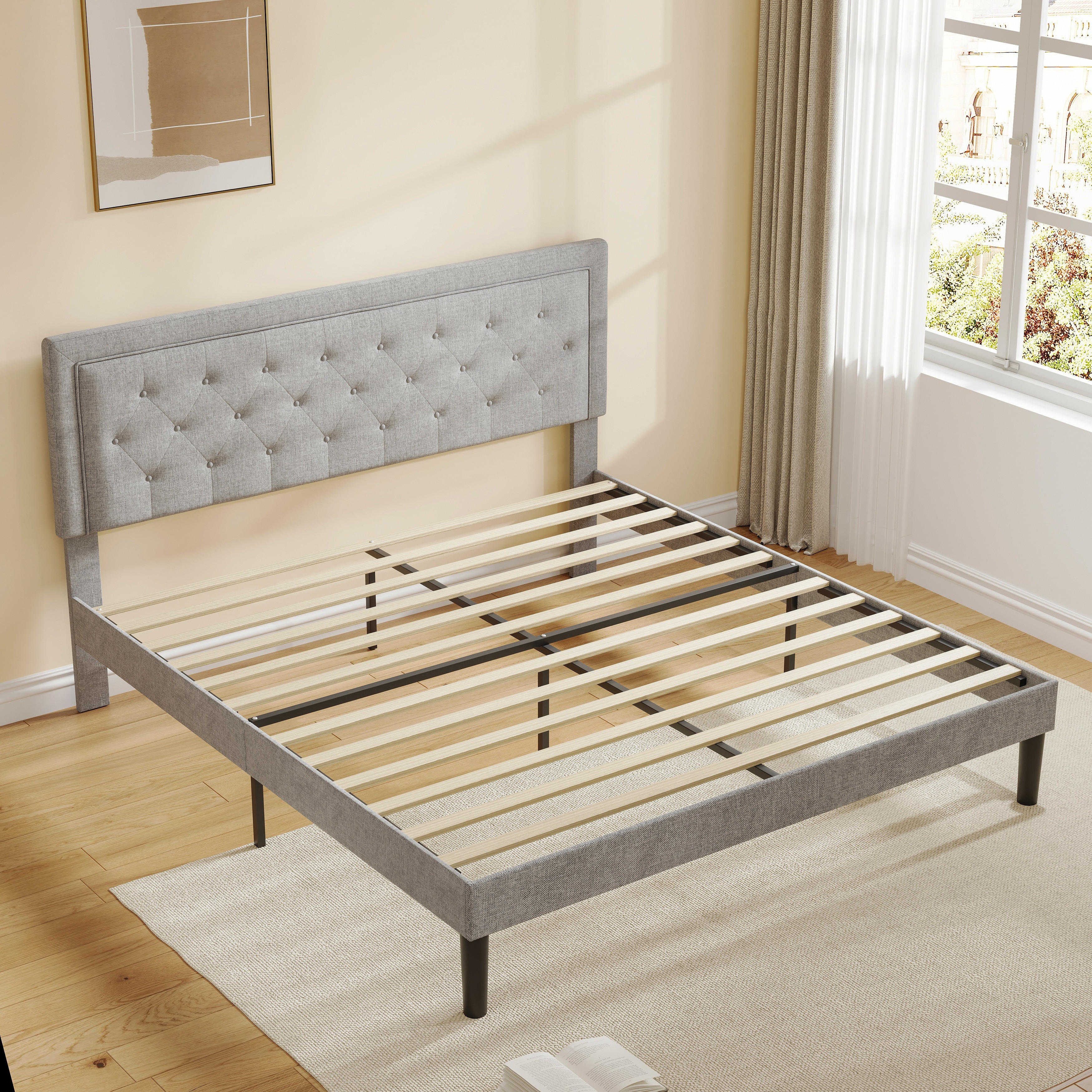 wood border bed frame