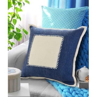 Navy Solid Cotton Applied Throw Pillow - On Sale - Bed Bath & Beyond ...