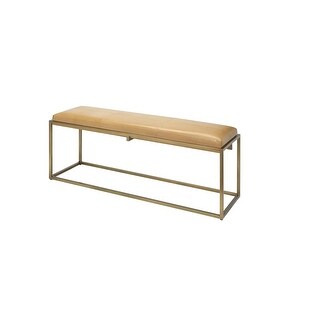 51" Beige Leather Bench with Cushion - Bed Bath & Beyond - 37590692