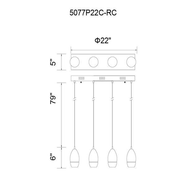 Perrier 4 Light Multi Light Pendant With Chrome Finish - Bed Bath ...