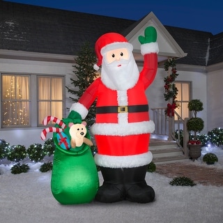 Gemmy Christmas Inflatable Luxe Santa with Toy Bag, 9 ft Tall - Bed ...