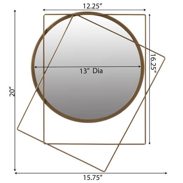 Uniquewise Decorative 20-inch Circle Mirror Featuring 2 Squares Shaped ...
