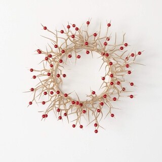 Artificial Gold Twig & Berry Mini Accent Wreath Multicolor 12"H - Bed ...