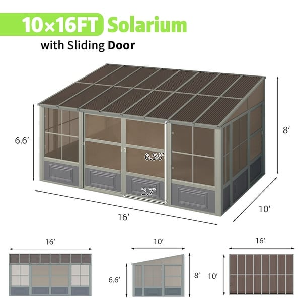 Erommy Outdoor Solarium Sunroom, Patio Hardtop Gazebo, Aluminum Frame ...