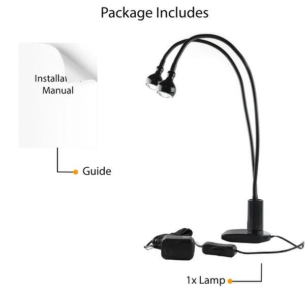 Wallniture Lamba Clamp Light Black Desk Lamp Double Head Led Lights ...