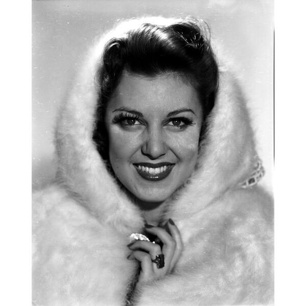Fay McKenzie on a Furry Hood Coat smiling Photo Print - Bed Bath ...