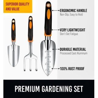 Garden Tool Set of 5 Rust Resistant Gardening Hand Tools Kit with ...