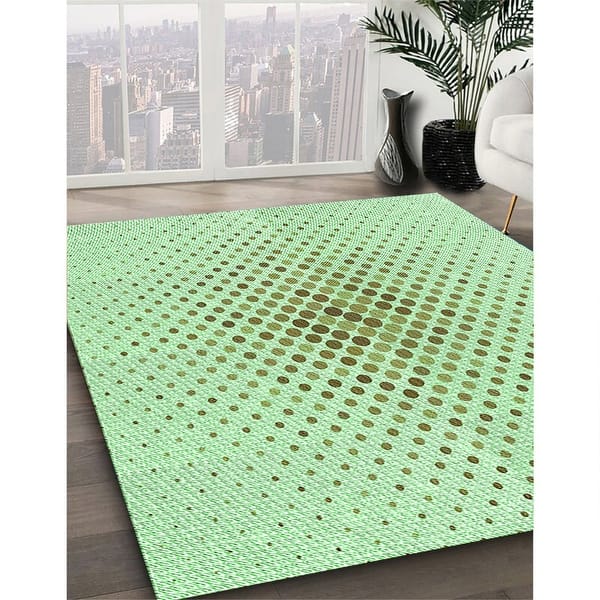 mint green patterned rug
