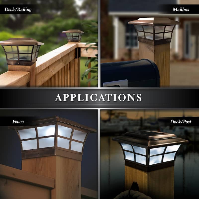 Classy Caps 6x6 Copper Plated Prestige Solar Post Cap (Set of 2) - On ...