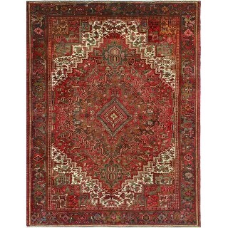 Noori Rug Fine Vintage Heriz Umar Red/Charcoal Rug - 8'0" x 10'11 ...