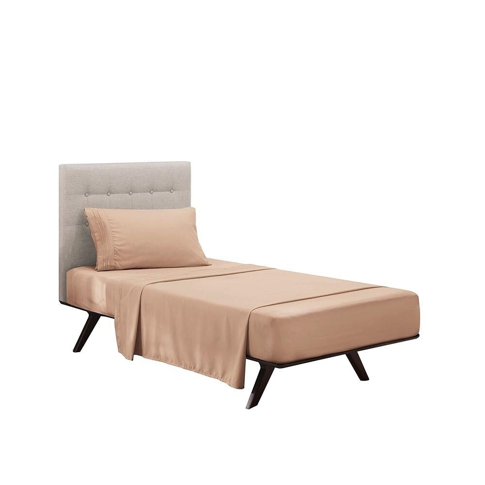 Martha Stewart Wooden Platform Bed with Rattan Inset Headboard and ...