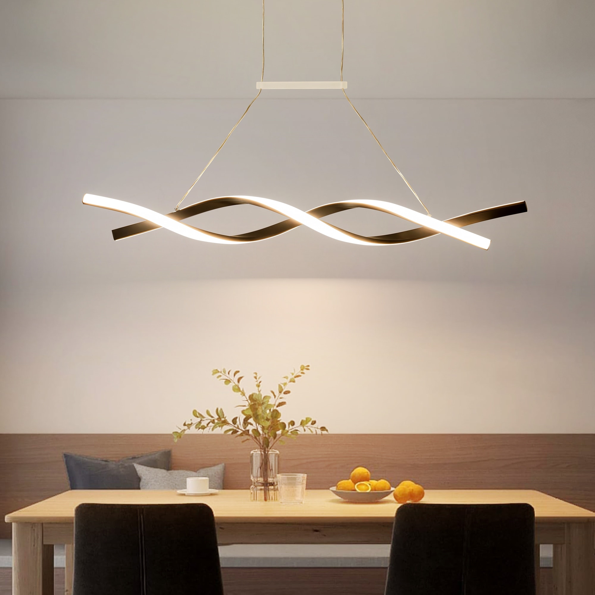 Charlotte Brushed Gold Integrated LED 40-Watt Chandelier - N/A - On ...