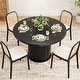 Round Wood Dining Table with Storage Base and Sliding Door - Bed Bath ...