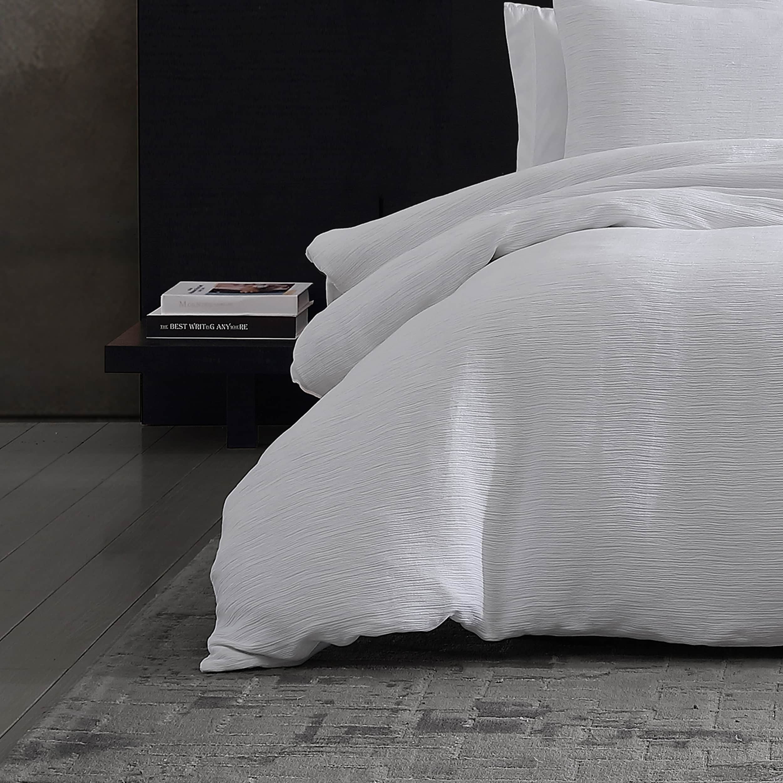 white textured bedding
