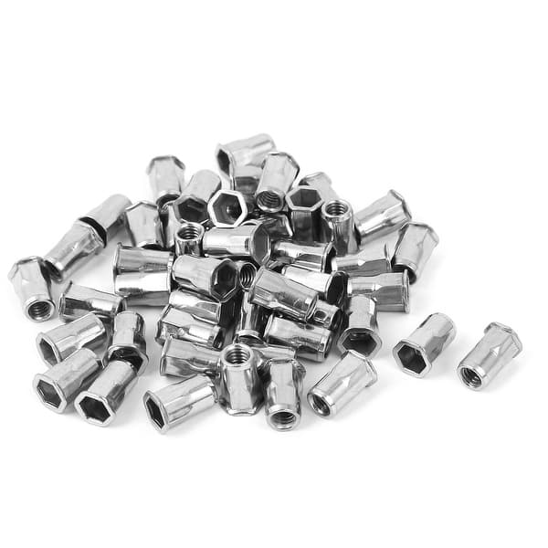 M4 Hex Flat Head Rivet Nut Rivnut Insert Nutsert Silver Tone 50pcs ...