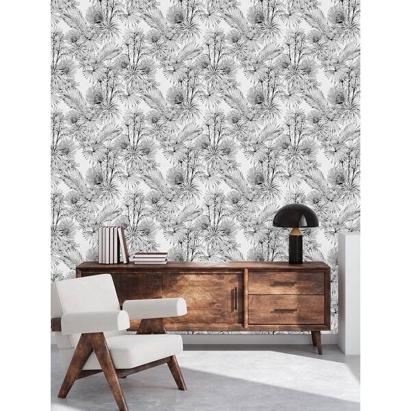 Black and White Tropical Wallpaper Peel and Stick and Prepasted - Bed ...