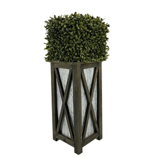 Faux Boxwood Square Topiary in Crisscross Tall Wood/ Metal - Bed Bath ...