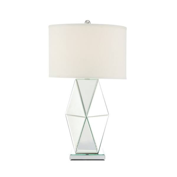 30 Inch Table Lamp, Geometric Mirrored Base, Set of 2, Glass, Clear ...