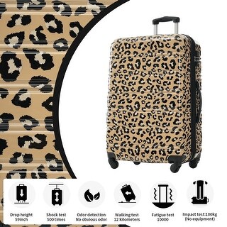 Fashion Leopard Print Luggage Sets of 3,Spinner Suitcase with TSA Lock ...