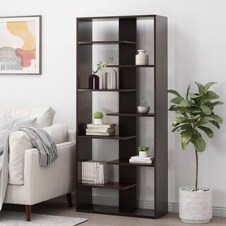 Wooden Frame Home Office High Bookshelf with Open Shelves - Bed Bath ...