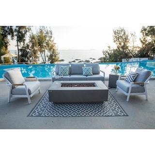 Madison 60" Rectangular Concrete Fire Pit Table by AMS Fireplace - Bed ...