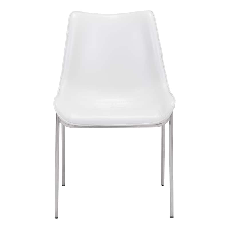 Magnus Dining Chair White & Silver - Overstock - 28735613