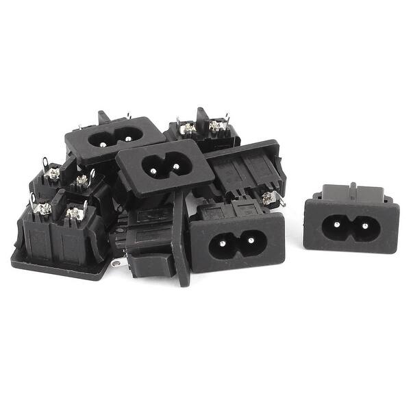10 Pcs AC 250V 5A PCB Board Panel Mount Male 2 Terminals C8 Type Power ...