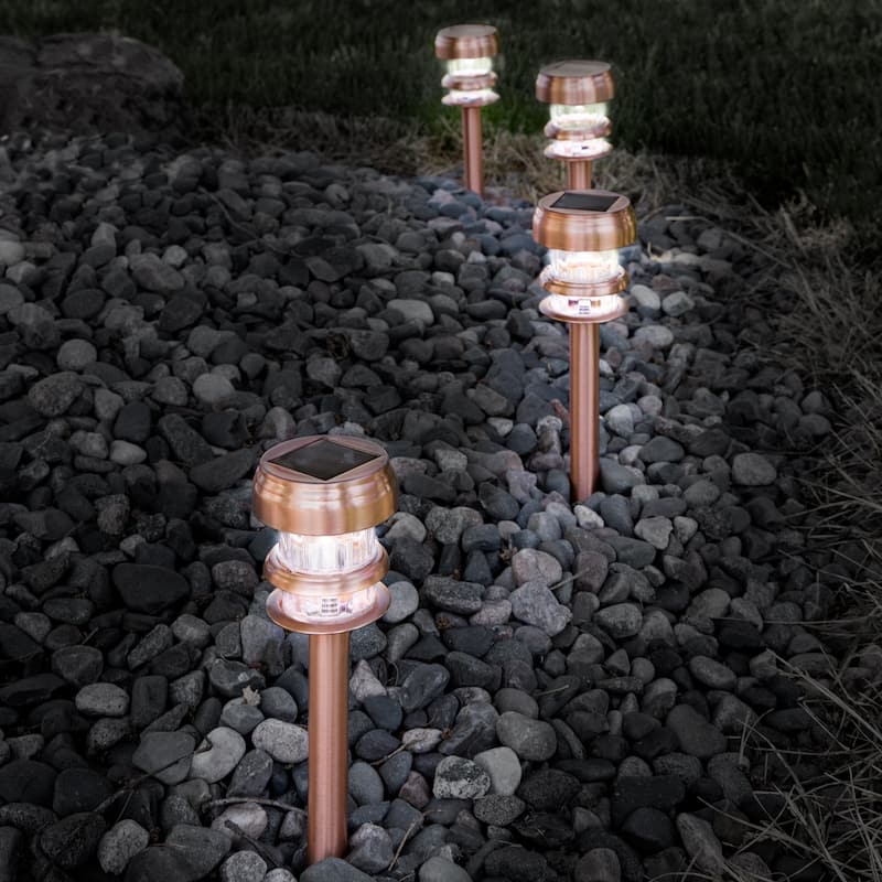 Pure Garden Solar Powered LED Outdoor Stake Spotlight Lights - Set of 4 ...