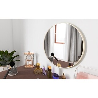24 Inch Round Mirror Metal Framed Mirror Circle Wall-Mounted Mirror ...