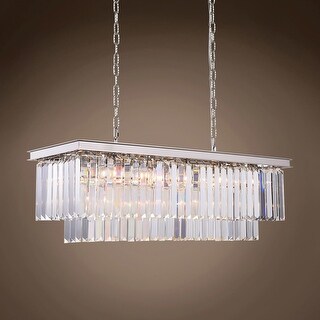 12 Light 40" Clear Glass Fringe Polished Nickel Chandelier & Led - 18. ...