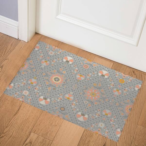 SUZANI IN TILES CORAL & GREY Doormat By Kavka Designs - Bed Bath ...