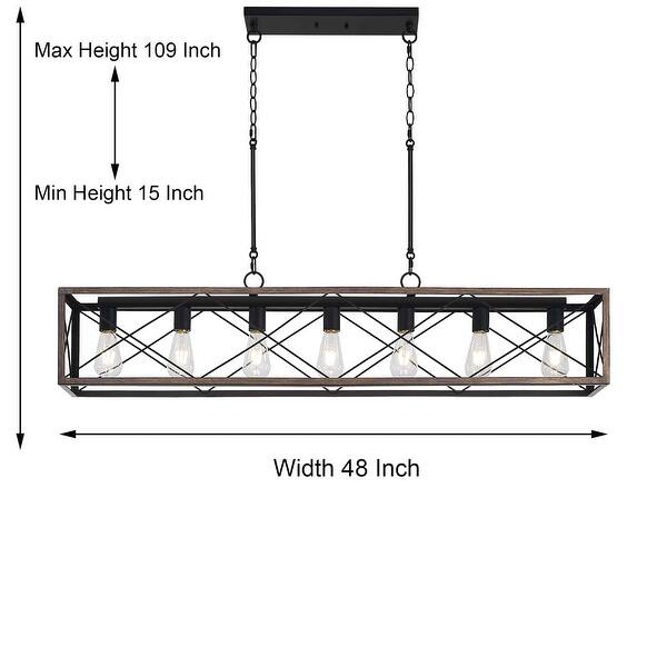 7-Light 48In Linear Modern Farmhouse Kitchen Chandelier - 48'' - Bed ...