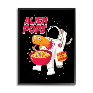 Stupell Alien Pops Bold Modern Cartoon Character Cereal Framed Wall Art ...