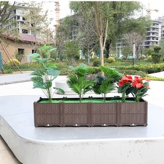 62in. Brown Plastic Planting Boxes, Rectangular Raised Garden Bed Kit ...