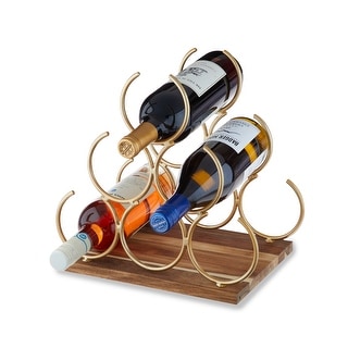Twine Pyramid 6 Bottle Wood Wine Rack, Holds 6 Standard Wine Bottles ...