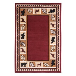 Furnish My Place Burgundy Wildlife Bear Rustic Area Rug - Bed Bath ...