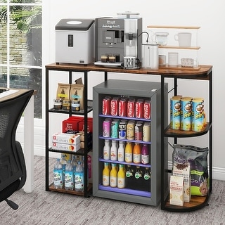 Coffee Bar Cabinet with Fridge Storage - 21.6"D x 46.9"W x 39.4"H - Bed ...