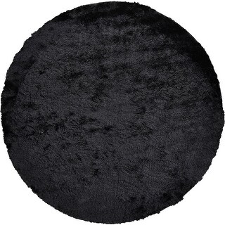 10' Black Round Shag Tufted Handmade Area Rug - 3'6" - Bed Bath ...